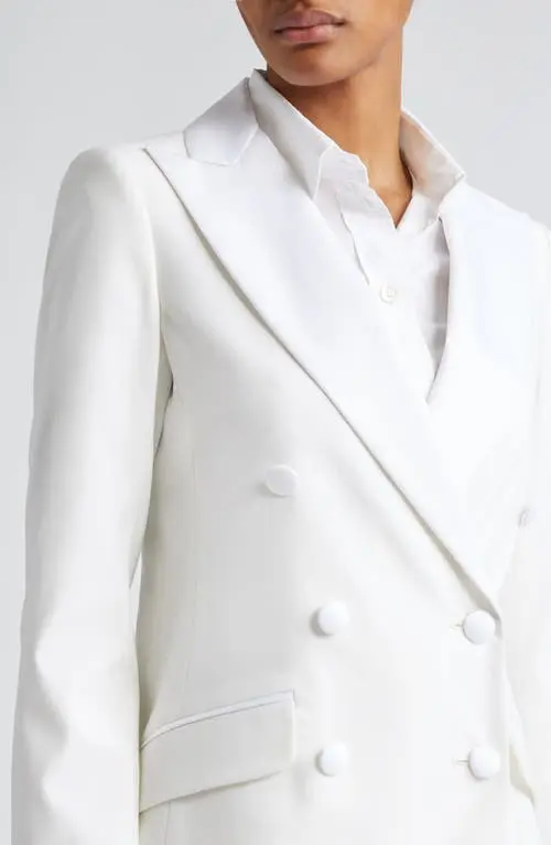 Eleventy Double Breasted Satin Tuxedo Jacket - White