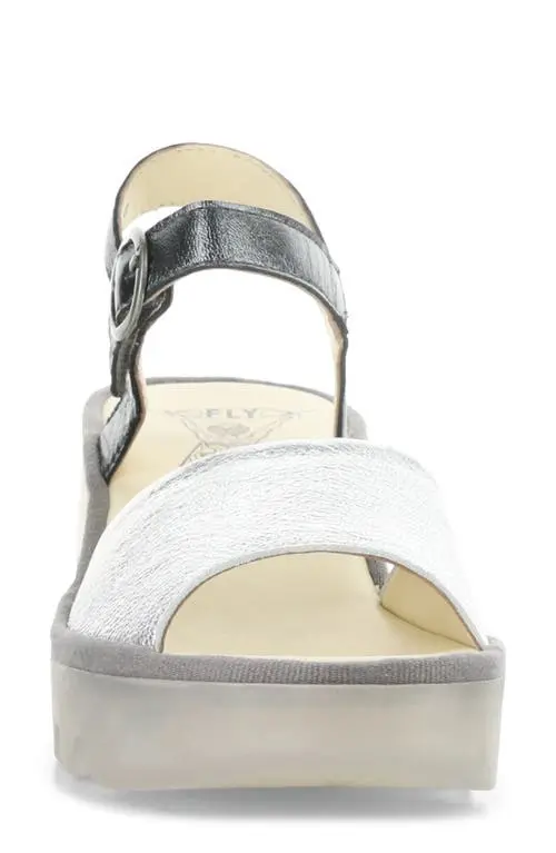 Fly London Tull Platform Sandals - Silver/graph