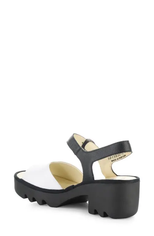 Fly London Tull Platform Sandals - White/black