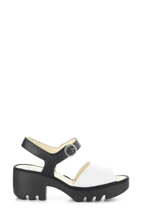 Fly London Tull Platform Sandals - White/black