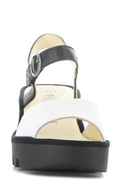 Fly London Tull Platform Sandals - White/black