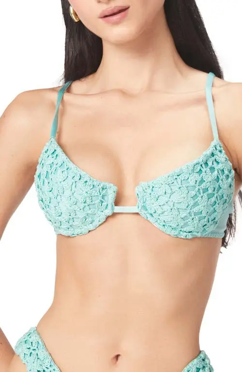 CAPITTANA Savanah Floral Crochet Bikini Top - Blue