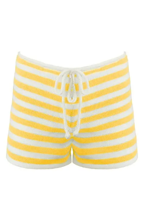 CAPITTANA Maddy Stripe Cover-up Shorts - Yellow
