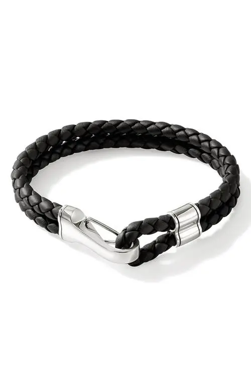 John Hardy Braided Leather And Sterling Silver Bracelet - Black
