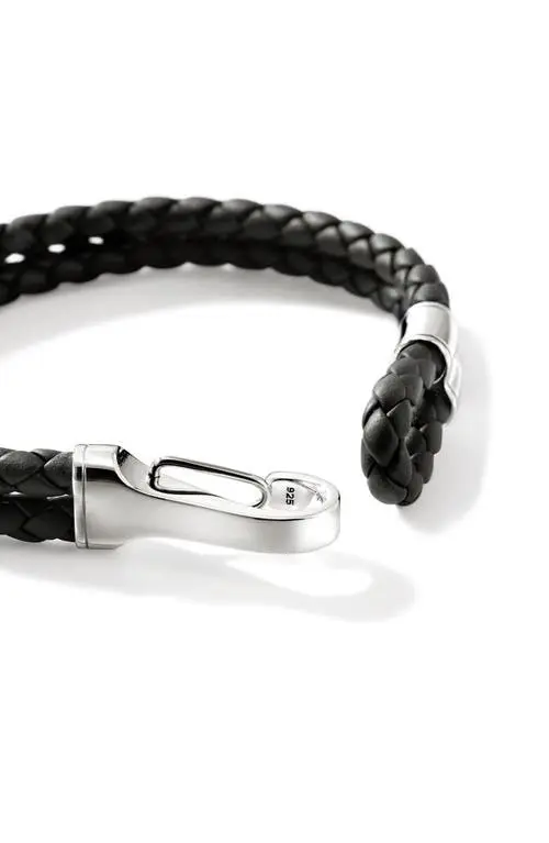 John Hardy Braided Leather And Sterling Silver Bracelet - Silver/black