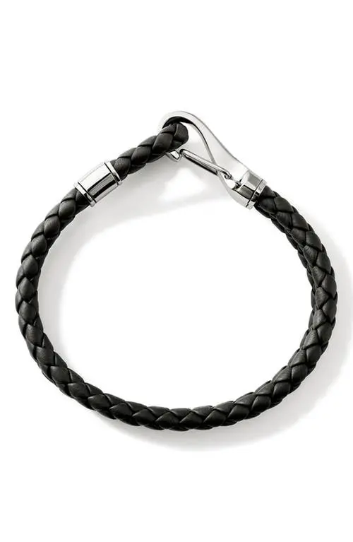 John Hardy Braided Leather And Sterling Silver Bracelet - Silver/black