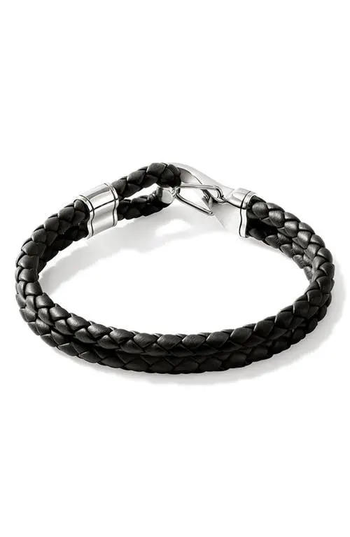 John Hardy Braided Leather And Sterling Silver Bracelet - Silver/black