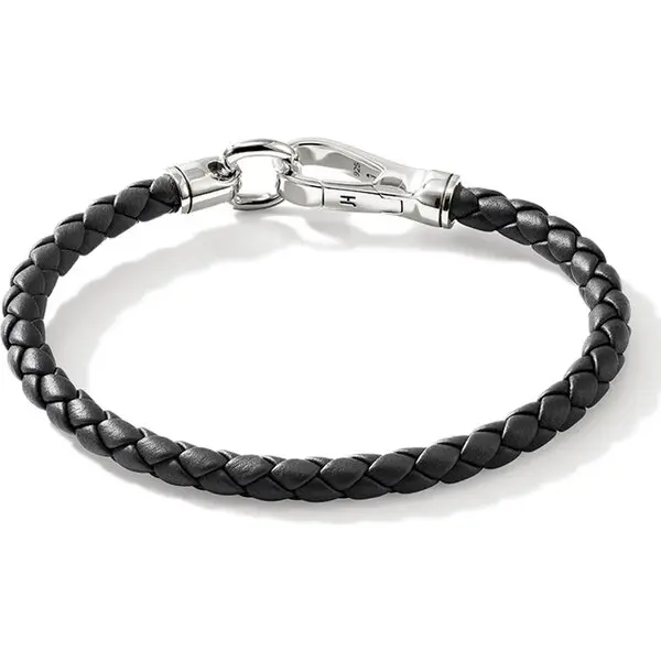 John Hardy Braided Leather And Sterling Bracelet - Black/silver