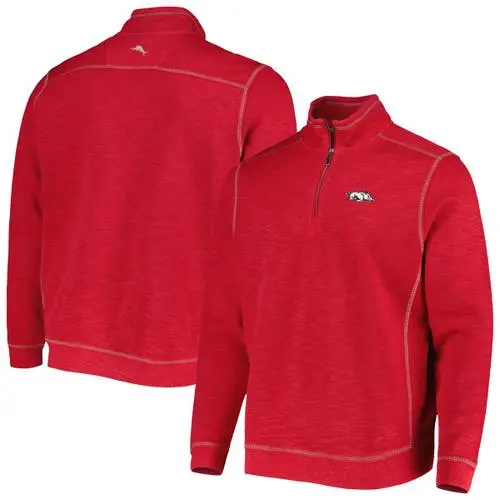 Tommy Bahama Arkansas Razorbacks Sport Tobago Bay Tri-blend Mock Neck Half-zip Jacket - Cardinal