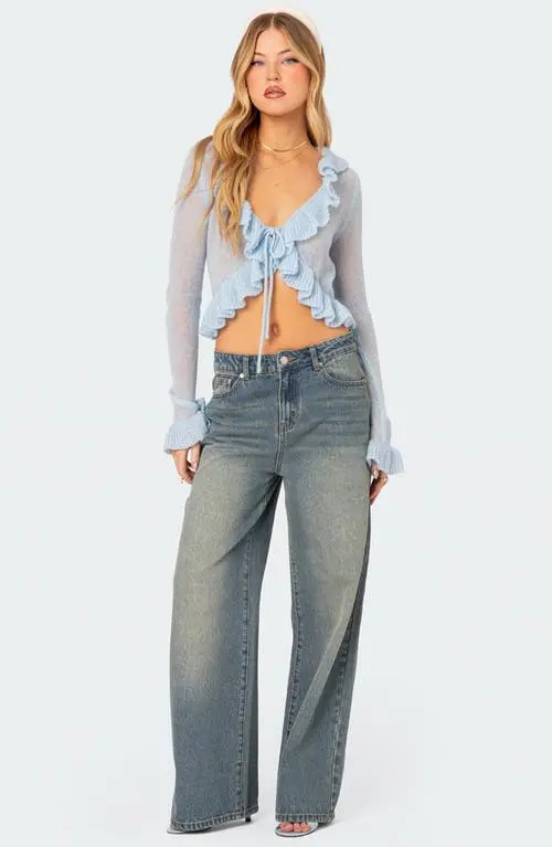 EDIKTED Ryleigh Ruffle Tie Front Cardigan