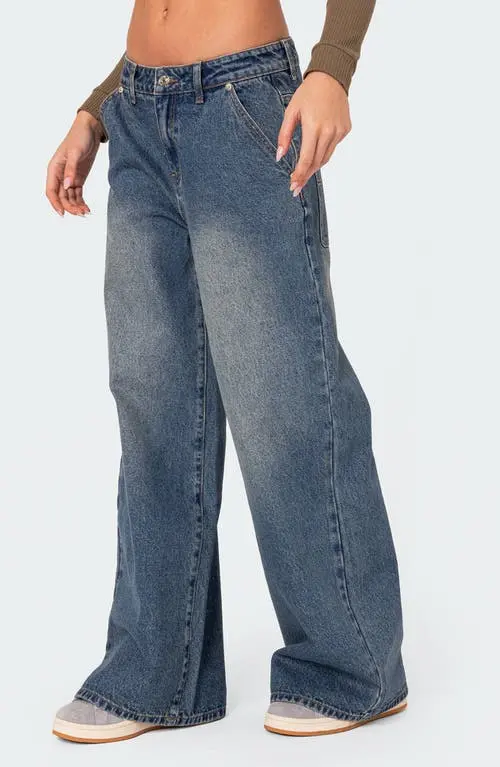EDIKTED Baggy Wide Leg Jeans - Blue