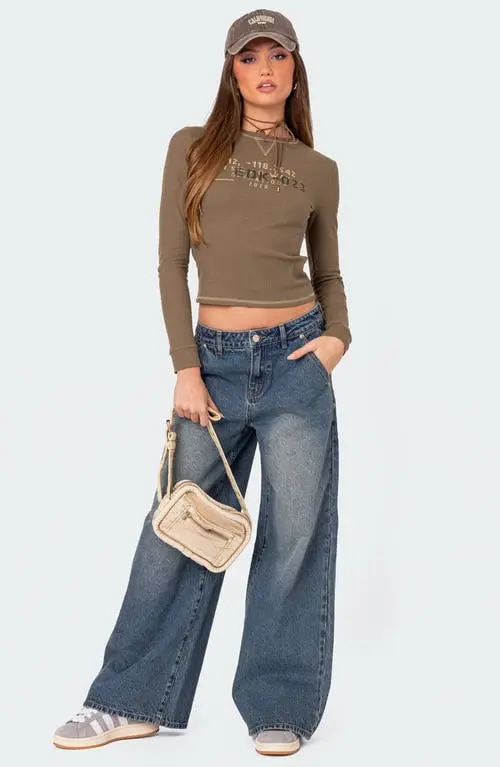 EDIKTED Baggy Wide Leg Jeans - Blue