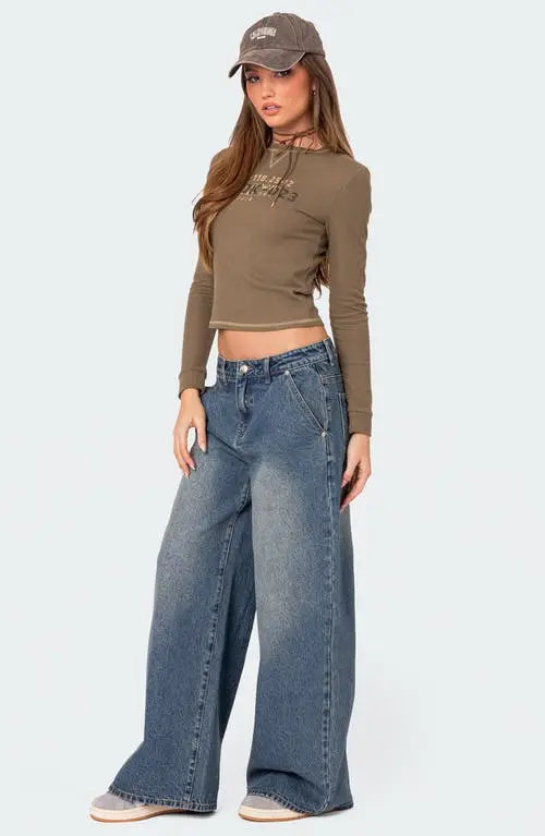 EDIKTED Baggy Wide Leg Jeans - Blue