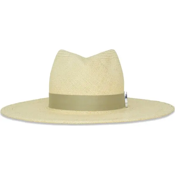 GIGI BURRIS MILLINERY Jeanne Straw Fedora - Natural/ Sage