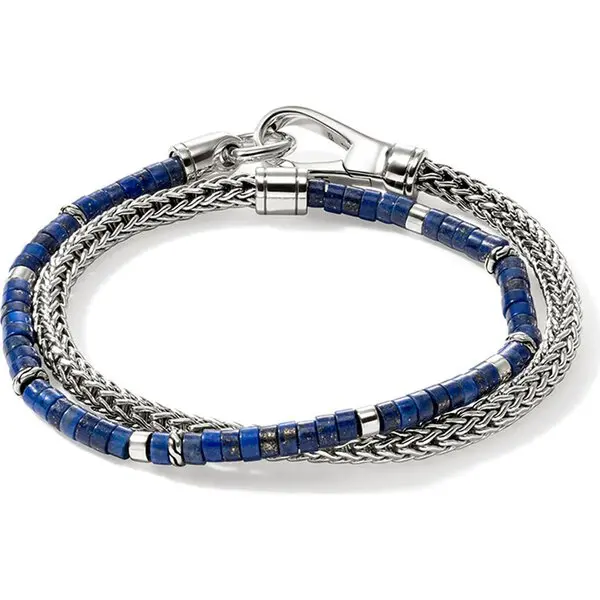 John Hardy Heishi Chain Wrap Bracelet - Silver/blue