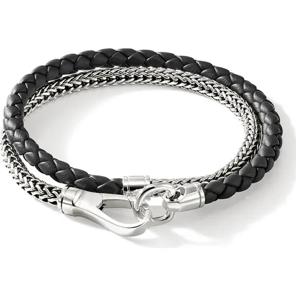 John Hardy Double Wrap Bracelet - Silver/black