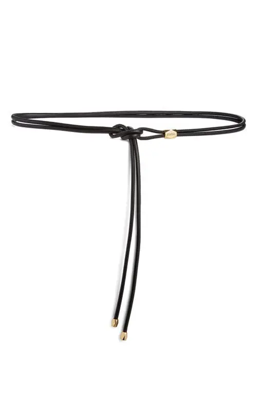 Isabel Marant Silvia Leather Tie Belt - Black/gold