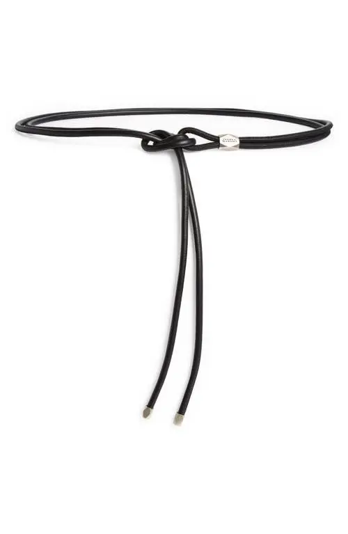 Isabel Marant Silvia Leather Tie Belt - Black/silver