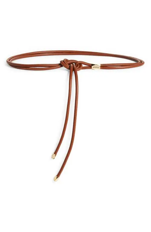 Isabel Marant Silvia Leather Tie Belt - Cognac/gold