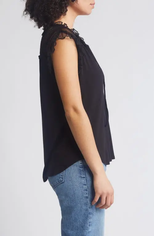 Loveappella Point D'esprit Ruffle Knit Top