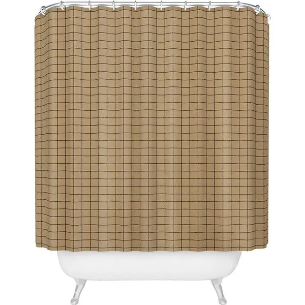 DENY DESIGNS Kraft Grid Shower Curtain - Beige