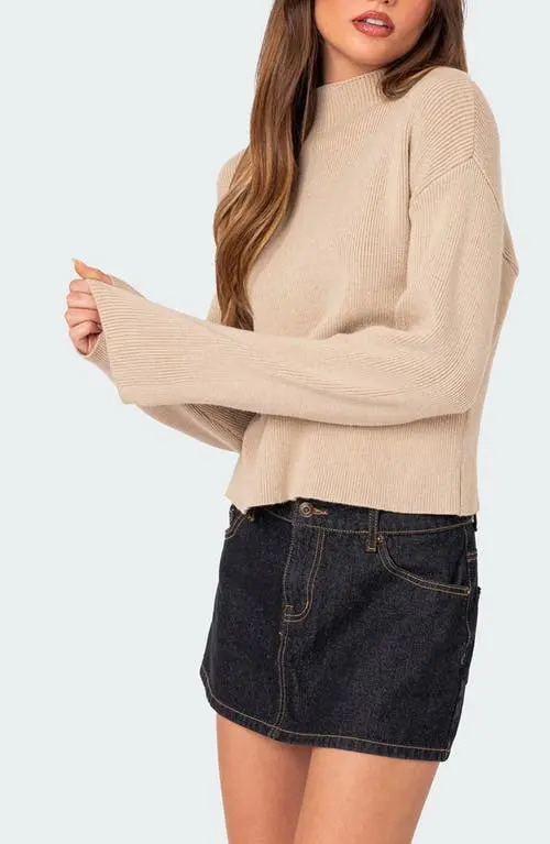 EDIKTED Kimberly Rib Funnel Neck Sweater