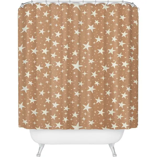 DENY DESIGNS Star Print Shower Curtain - Brown
