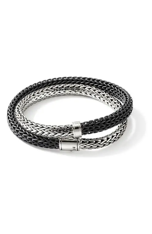 John Hardy Icon Wrap Bracelet - Silver/black
