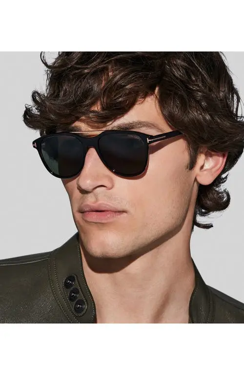 TOM FORD Damian Pilot Sunglasses - Dark Havana/green