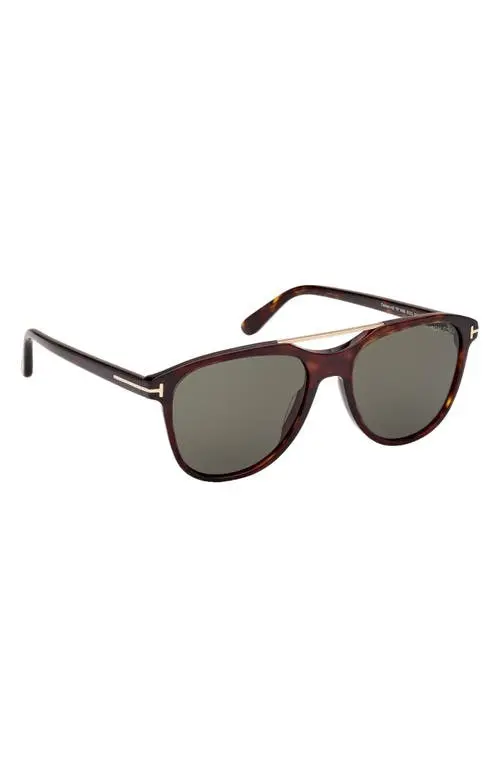 TOM FORD Damian Pilot Sunglasses - Dark Havana/green