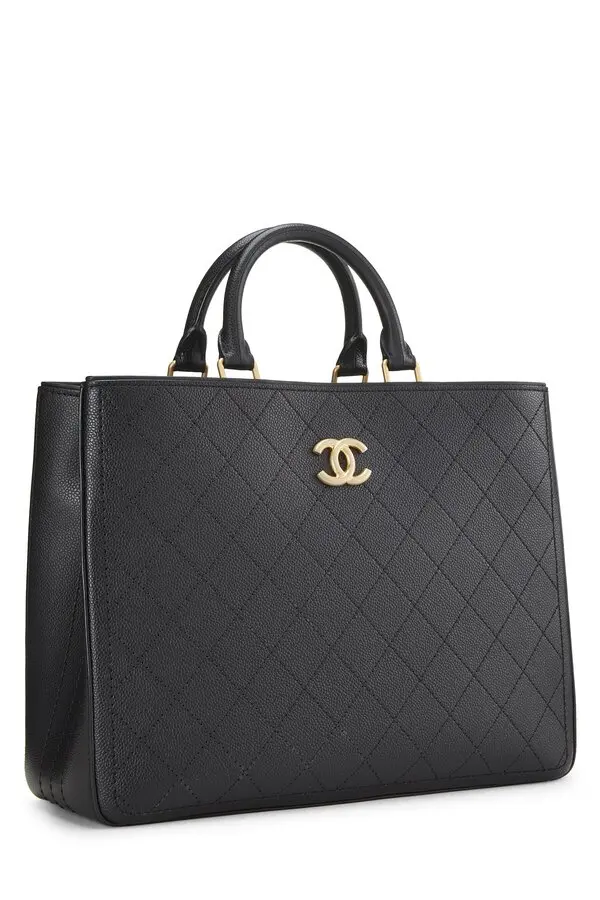 Chanel Quilted Caviar Shopping Tote Large