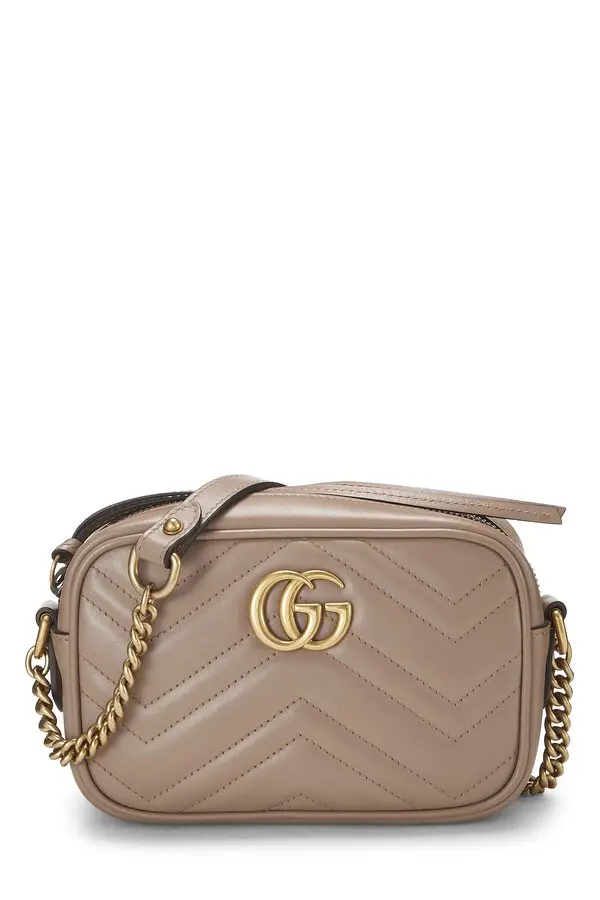 Gucci Leather Gg Marmont Crossbody - Pink