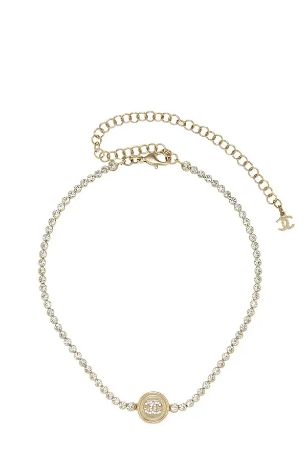 Chanel Necklace With Crystal 'cc' Logo - Gold