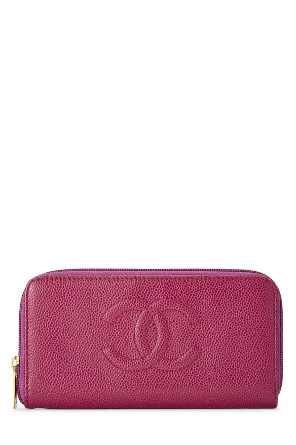 Chanel Caviar 'cc' Zip Around Wallet - Pink