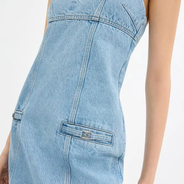 COACH Heritage C Long Denim Dress In Organic Cotton