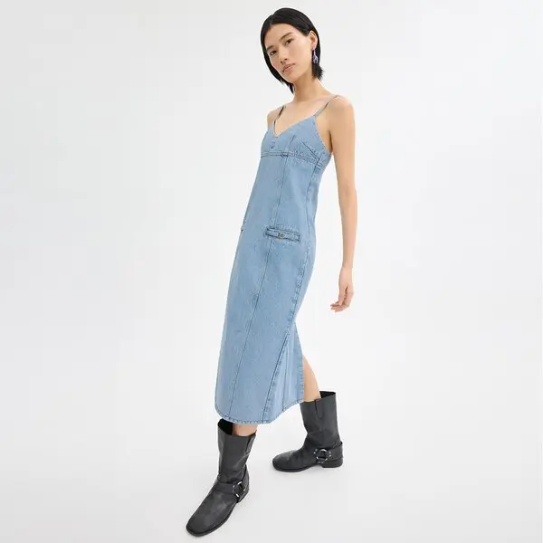 COACH Heritage C Long Denim Dress In Organic Cotton