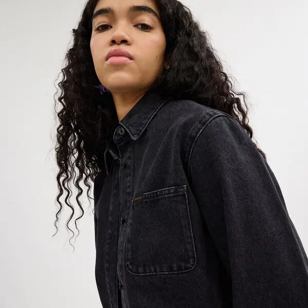 COACH Cropped Denim Button Down In Organic Cotton