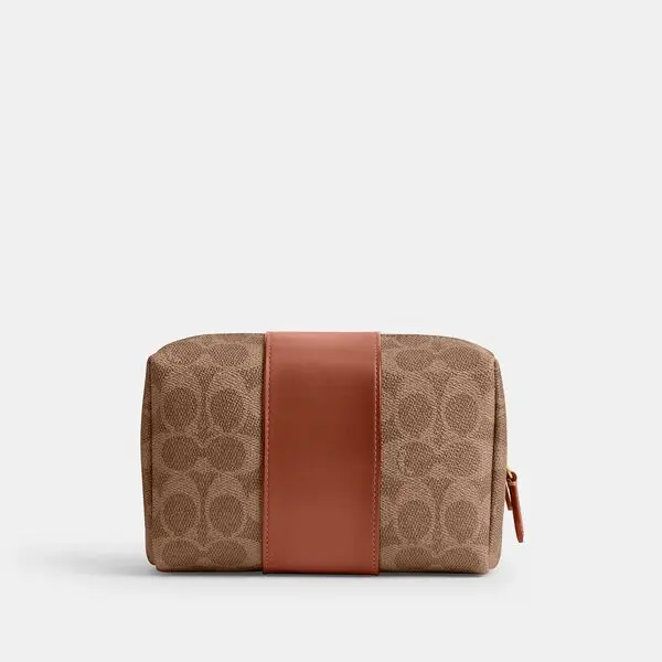 Coach Signature Canvas Cosmetic Pouch - Brass | Editorialist