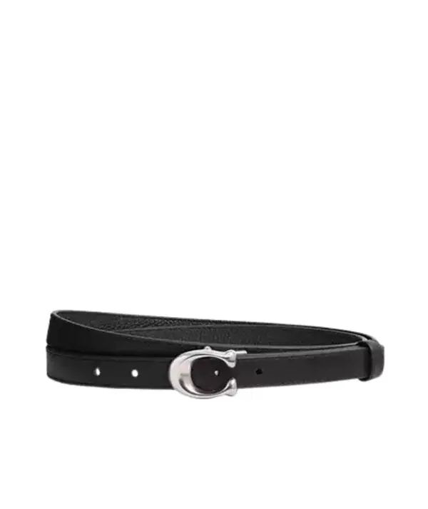 COACH Sculpted Signature Buckle Reversible Belt - Silver/black