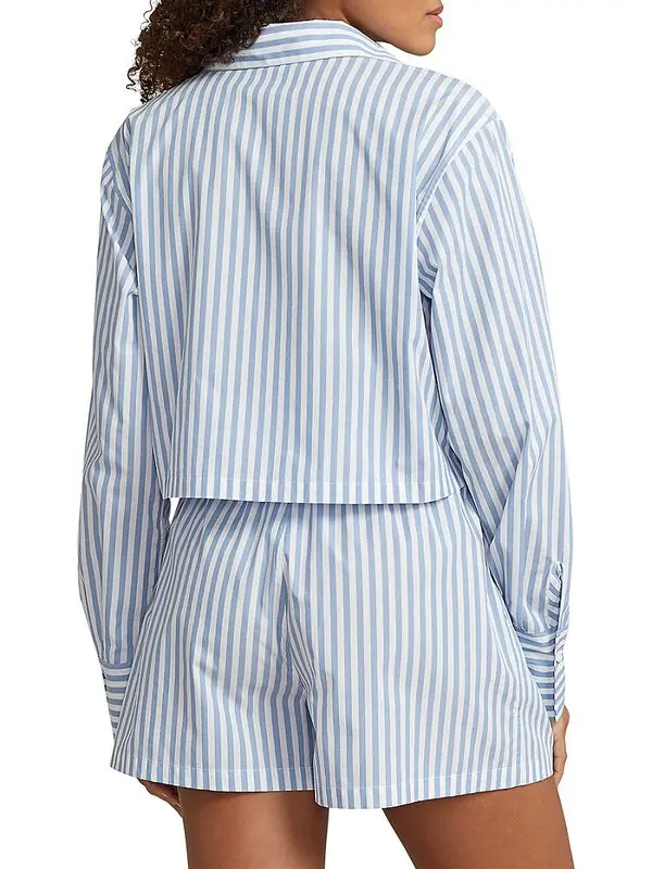 Ralph Lauren Shirting Stripes Cropped 2-piece Pajama Set