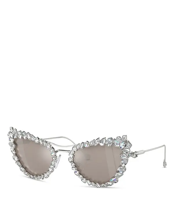 SWAROVSKI Butterfly Clip On Sunglasses, 56mm - Silver/gray Solid
