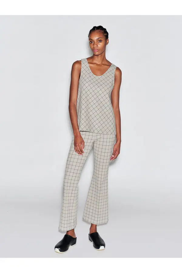 Rosetta Getty Windowpane Interlock Jacquard Tank