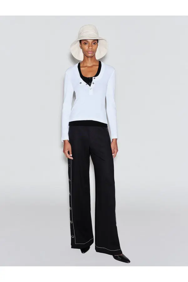 Rosetta Getty Scoop Neck Henley Top