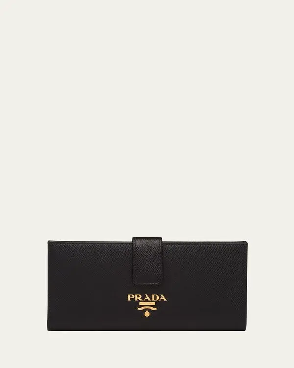 Prada Medium Bifold Leather Wallet - Nero