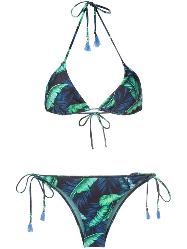 LYGIA & NANNY Maya Leaf-print Bikini - Blue
