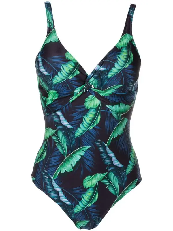 LYGIA & NANNY Adriana Leaf-print Swimsuit - Blue