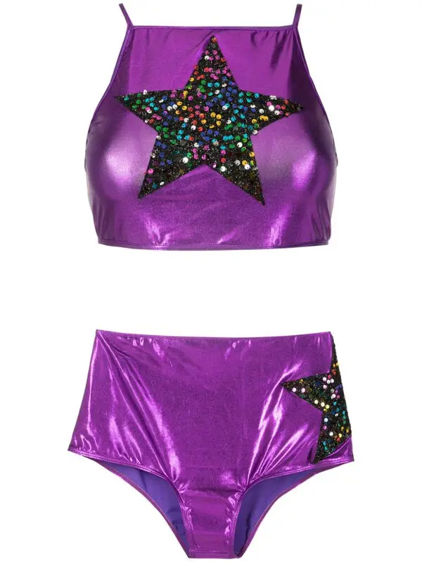 BRIGITTE Sequinned Bikini Set - Purple