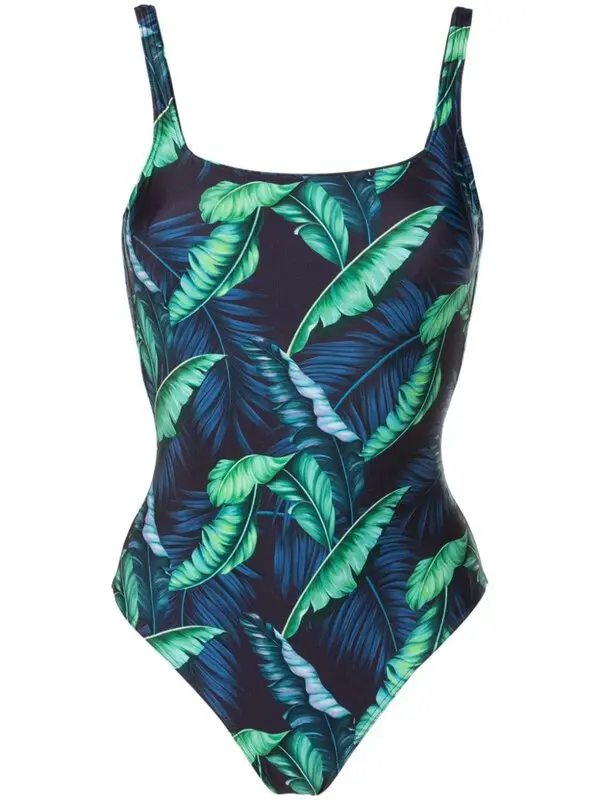 LYGIA & NANNY Hapuna Leaf-print Swimsuit - Blue