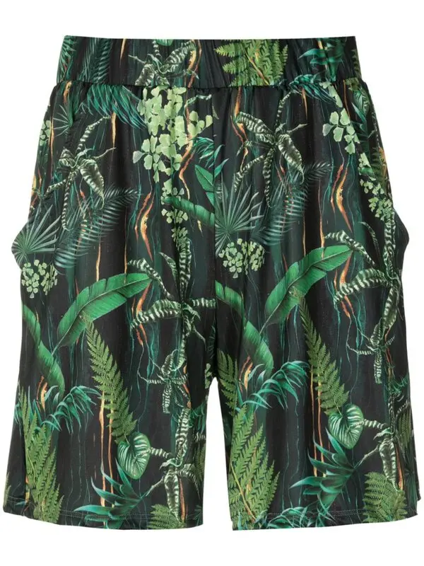 LYGIA & NANNY Iara Leaf-print Mini Shorts - Green