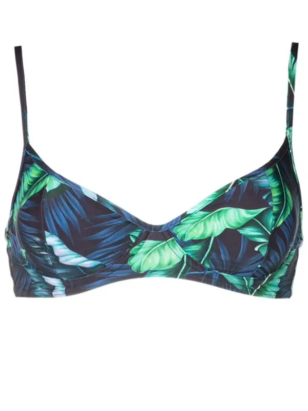 LYGIA & NANNY Fiji Leaf-print Bikini Top - Blue